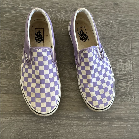 Vans | Shoes | Vans Kids Lavender Checkered Slipon Sneakers | Poshmark